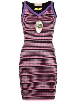 CORMIO Striped Cotton-silk-cashmere Bodycon Dress