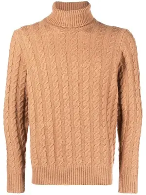 ZANONE Cable-knit Roll Neck Jumper - Brown