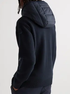 Moncler Shell-trimmed Wool Zip-up Hooded Sweatshirt