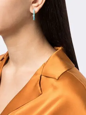 DOWER & HALL Turquoise Huggie Hoop Earrings - Silver