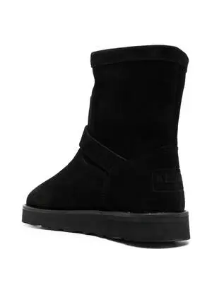 Kenzo Buckle-detail Suede Boots - Black