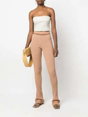 ANDREĀDAMO Cut-out Detail Knit Leggings - Neutrals
