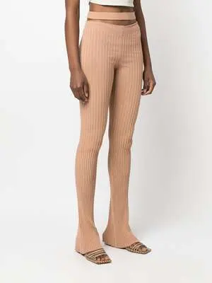 ANDREĀDAMO Cut-out Detail Knit Leggings - Neutrals