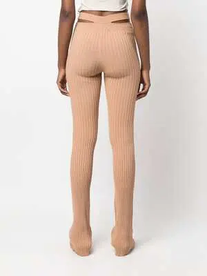 ANDREĀDAMO Cut-out Detail Knit Leggings - Neutrals