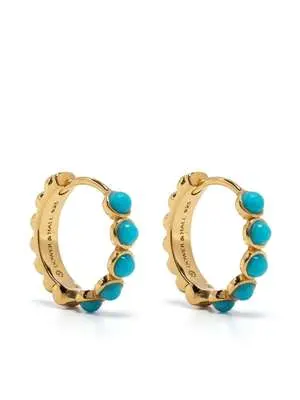 DOWER & HALL Turquoise-embellished Huggie Earrings - Gold