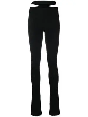 ANDREĀDAMO Ribbed-knit Cut-out Trousers - Black