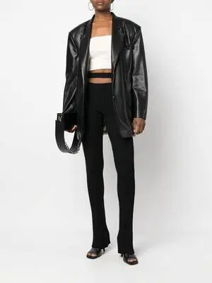 ANDREĀDAMO Ribbed-knit Cut-out Trousers - Black