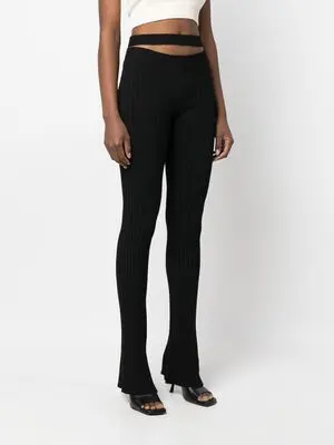 ANDREĀDAMO Ribbed-knit Cut-out Trousers - Black