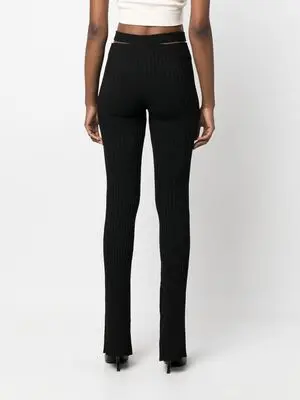 ANDREĀDAMO Ribbed-knit Cut-out Trousers - Black