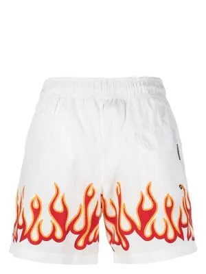 Palm Angels Flame-print Swim Shorts - White