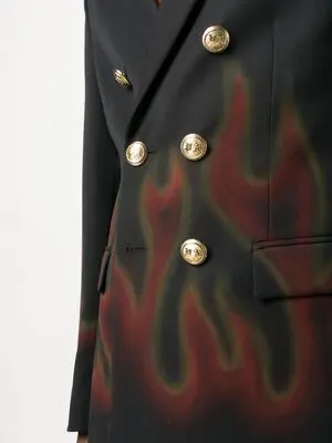 Palm Angels Flame-print Double-breasted Blazer