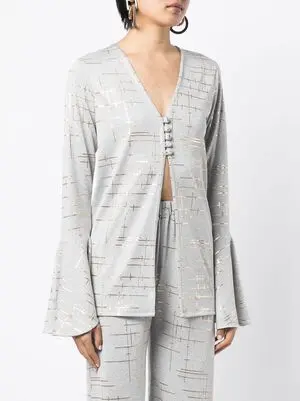 BAMBAH Metallic-print V-neck Blouse