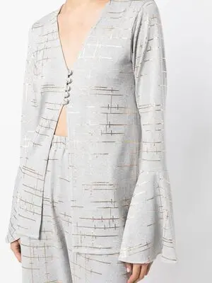 BAMBAH Metallic-print V-neck Blouse
