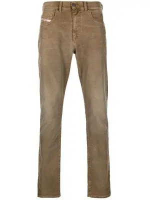 DIESEL® Tapered Bleach-wash Corduroy Jeans - Brown