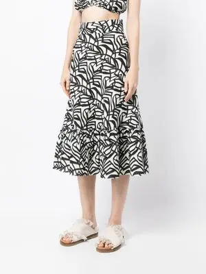 BAMBAH Geometric-print Tiered Midi Skirt