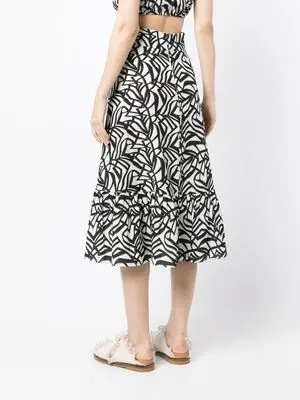 BAMBAH Geometric-print Tiered Midi Skirt