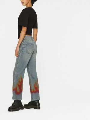 Palm Angels Flame-print Flared Jeans