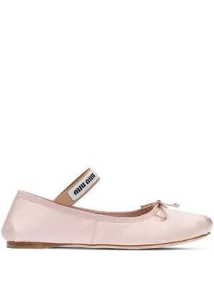 Miu Miu Logo Strap Ballet Flats - Pink