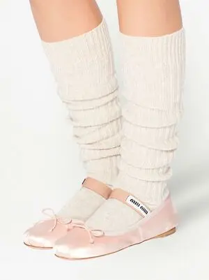 Miu Miu Logo Strap Ballet Flats - Pink