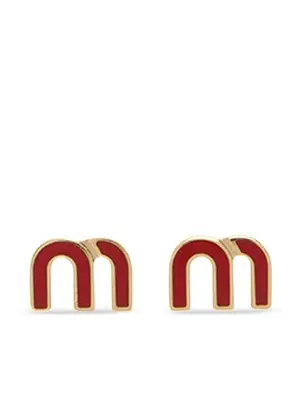 Miu Miu Monogram Stud Earrings - Red