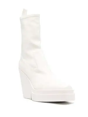 GIABORGHINI 120mm Tapered-heel Leather Boots - White