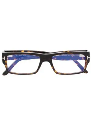 TOM FORD Tortoiseshell-effect Rectangle-frame Glasses - Brown
