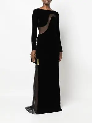 TOM FORD Mesh-panelled Velvet Gown