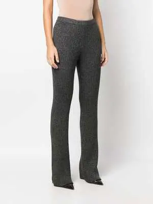 Alberta Ferretti Ribbed-knit Straight-leg Trousers