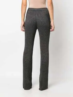 Alberta Ferretti Ribbed-knit Straight-leg Trousers