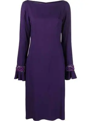 Alberta Ferretti Beaded-cuff Midi Dress
