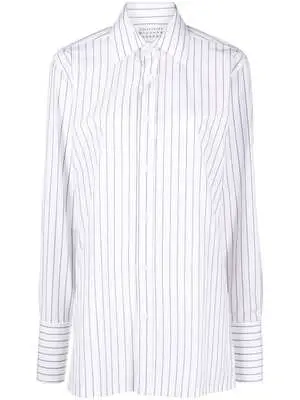 MAISON MARGIELA Long-sleeve Pinstripe Pattern Shirt - White