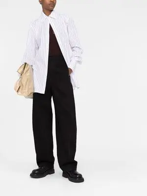 MAISON MARGIELA Long-sleeve Pinstripe Pattern Shirt - White