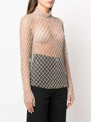 Isabel Marant Sheer Crystal-embellished Mesh Top