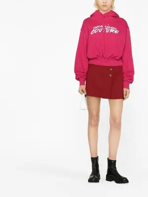 Versace Logo-embroidered Hoodie - Pink