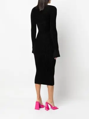 ANDREĀDAMO Cut-out Ribbed Knit Midi Dress