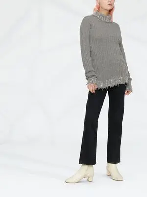Marni Raw-cut Edge Knitted Jumper - Grey