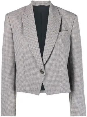 BRUNELLO CUCINELLI Checked Cropped Single-breasted Blazer