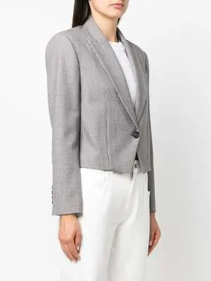 Brunello Cucinelli Checked Cropped Single-breasted Blazer