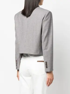 Brunello Cucinelli Checked Cropped Single-breasted Blazer