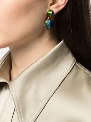 AKANSHA SETHI Lapis Enamel Drop Earrings