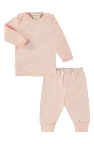 PAIGELAUREN Ribbed Sweatshirt & Pants Set Light Pink