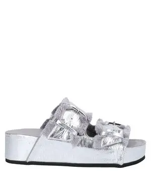 STRATEGIA Metallic Wedge Sandals - Silver
