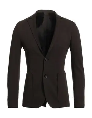 PAOLO PECORA Single-Breasted Blazer Dark Brown