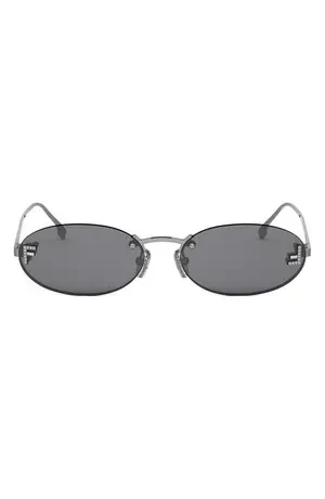 Fendi Fendi First 54mm Oval Sunglasses Shiny Dark Ruthenium / Smoke