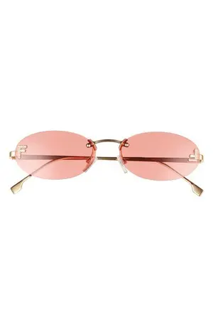 Fendi First 54mm Oval Sunglasses - Shiny Endura Gold/bordeaux