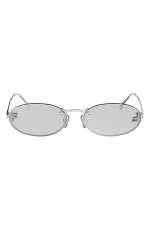 Fendi Fendi First 54mm Oval Sunglasses Shiny Palladium/smoke Mirror