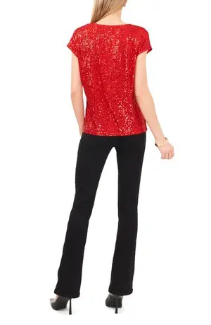 Vince Camuto Sequin Top - Ultra Red