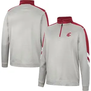 COLOSSEUM Crimson Washington State Cougars Bushwood Fleece Quarter-zip Jacket - Gray