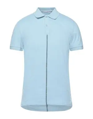 BIKKEMBERGS Man Polo Shirt White Size S Cotton, Elastane Sky Blue