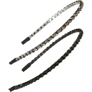 Tasha Embellished Headbands 2 Pack - Black Hematite